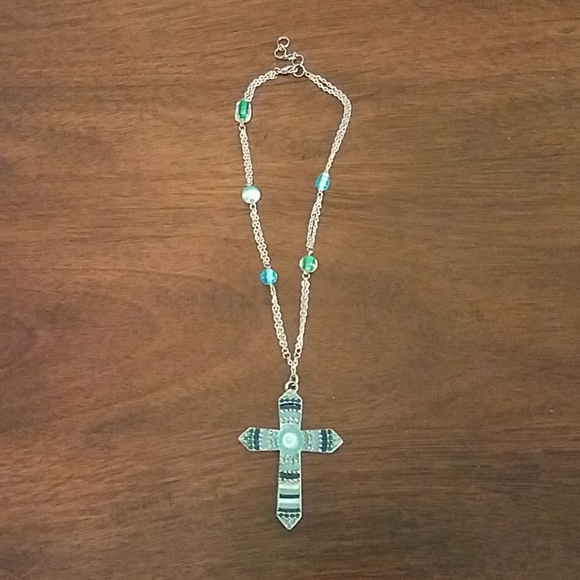 Jewelry | Blue Enamel Cross Necklace | Poshmark